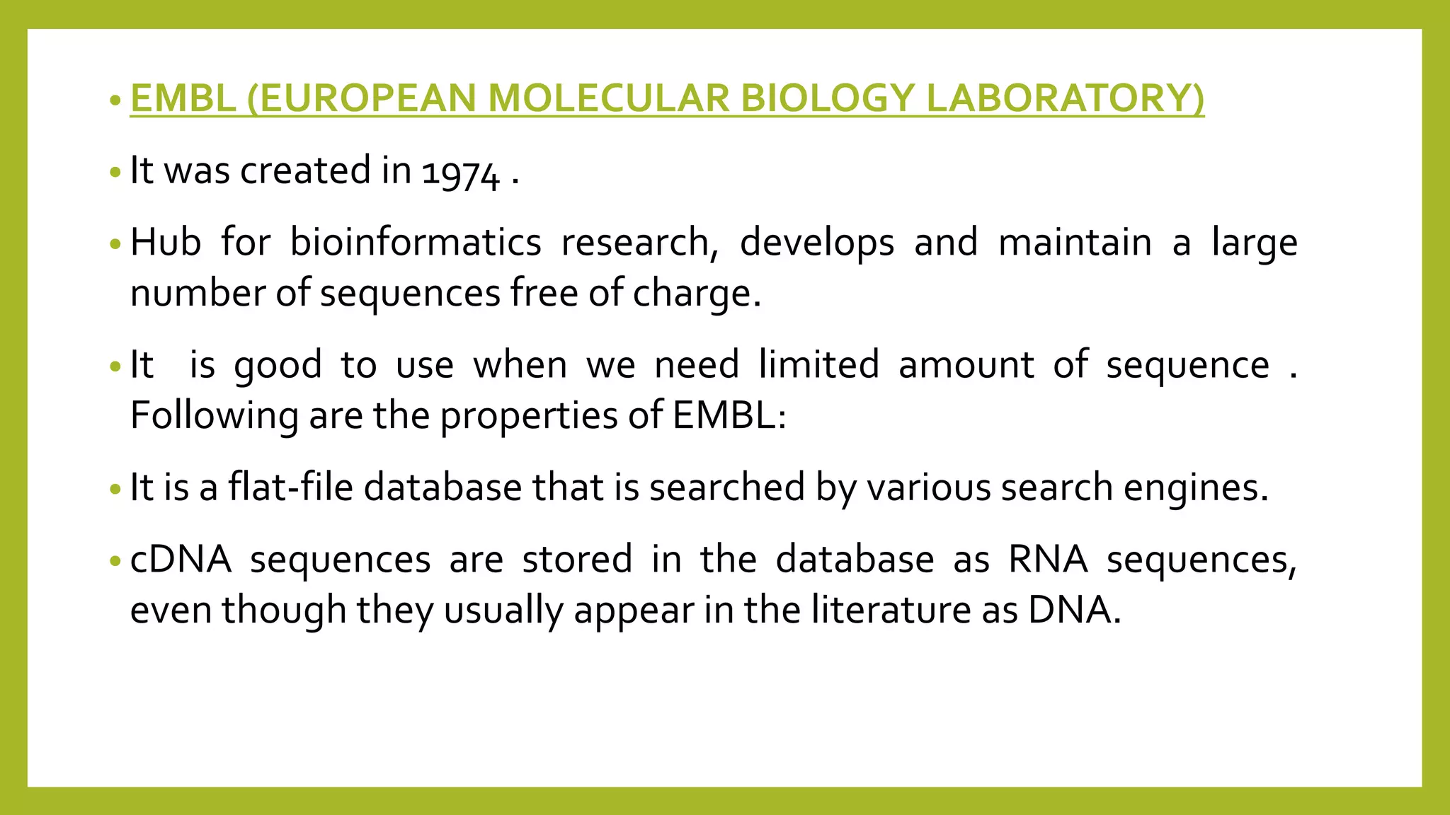 Nucleic Acid Sequence Databases Pptx Databases Computer Software