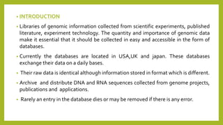 Nucleic Acid Sequence Databases | PPTX