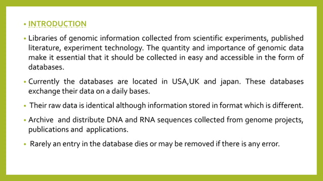 Nucleic Acid Sequence Databases Pptx Databases Computer Software And Applications