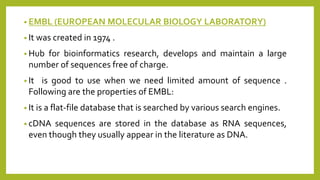 Nucleic Acid Sequence Databases | PPTX