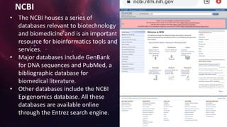 BioInformatics Tools -Genomics , Proteomics and metablomics | PPTX | Databases | Computer ...