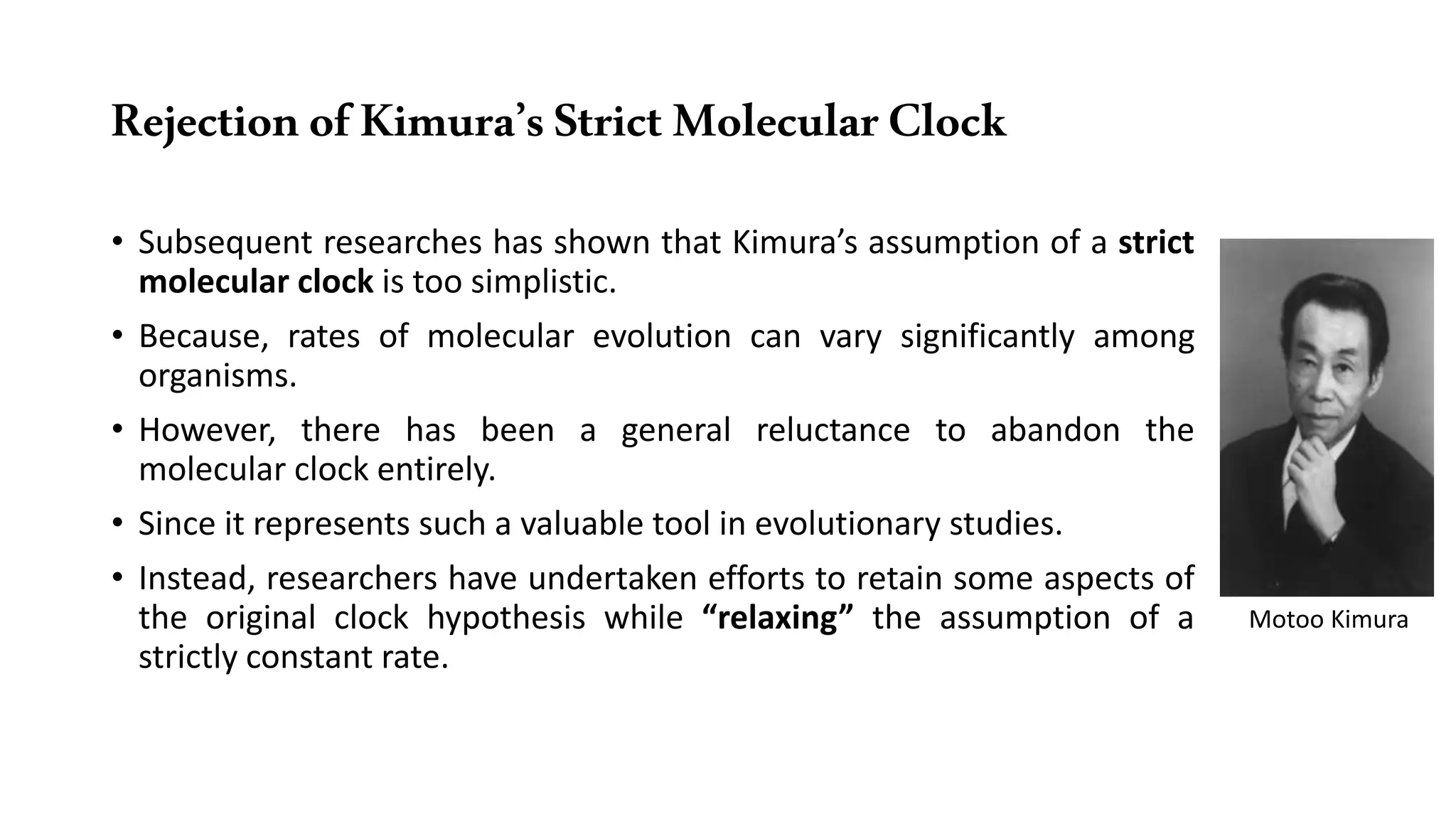 Molecular phylogeny, molecular clock hypothesis, molecular evolution ...