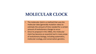 Molecular phylogeny, molecular clock hypothesis, molecular evolution ...