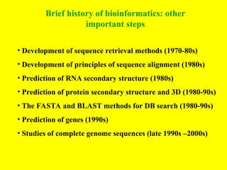 BIOINFORMATICS.ppt History and applications | PPT
