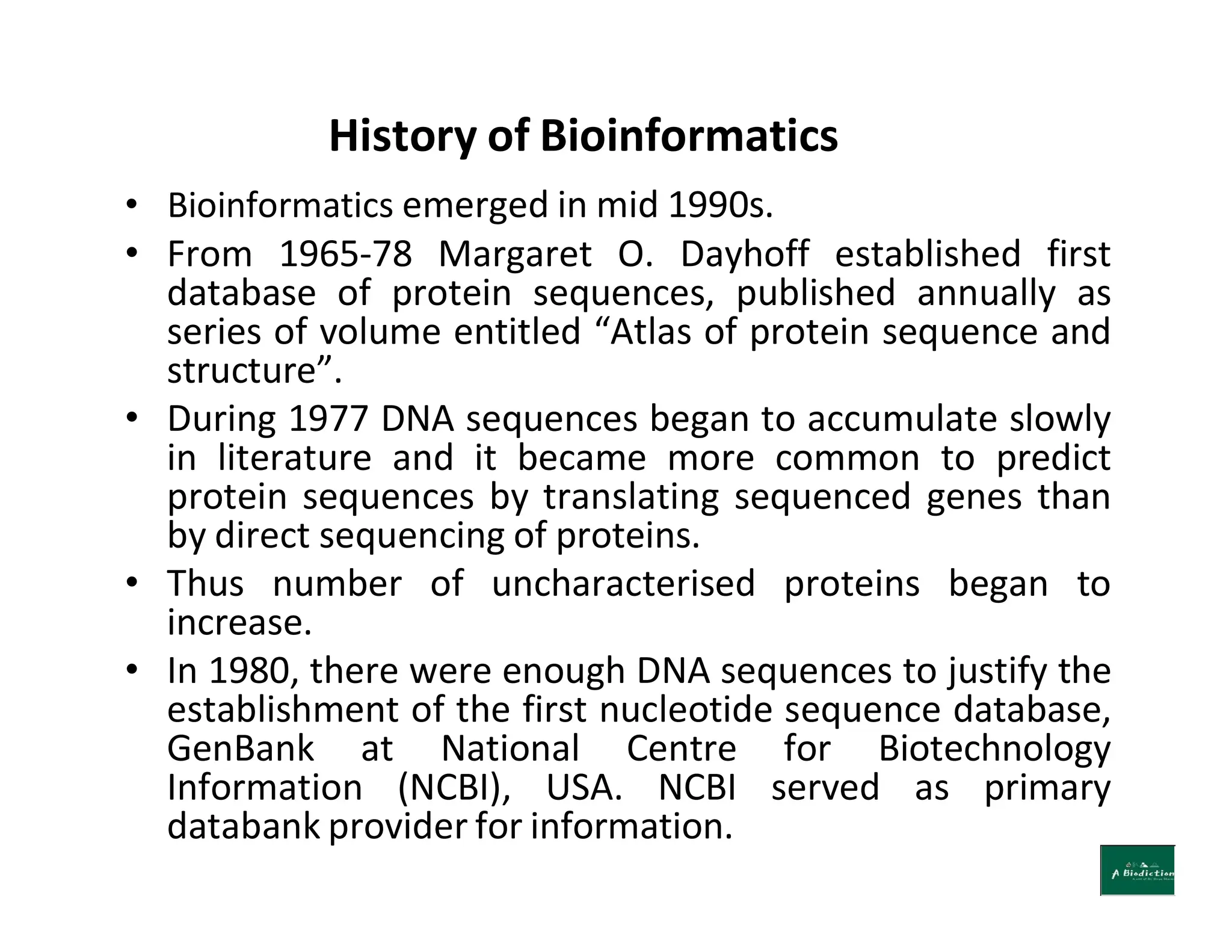 Bioinformatics: History of Bioinformatics, Components of Bioinformatics ...