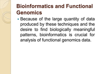 Bioinformatics and functional genomics | PPTX