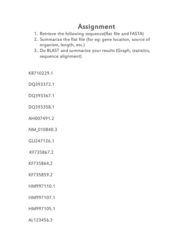 Bioinformatics assignment | DOCX
