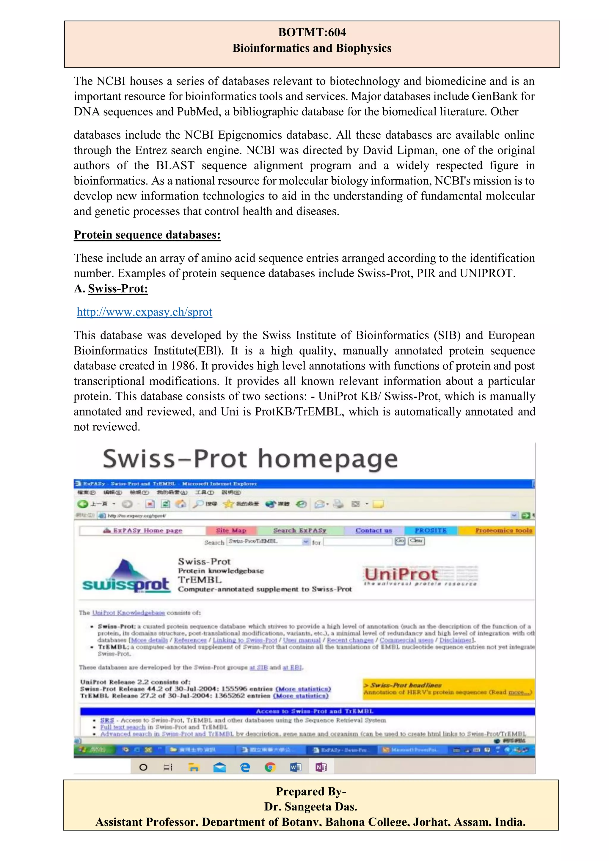 Bioinformatics biological databases | PDF