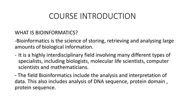 Bioinformatics for beginners | PPTX