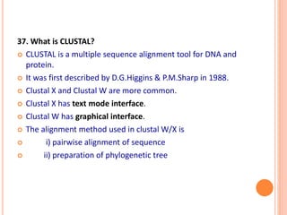 Bioinformatics for beginners (exam point of view) | PPTX