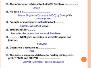 Bioinformatics for beginners (exam point of view) | PPTX