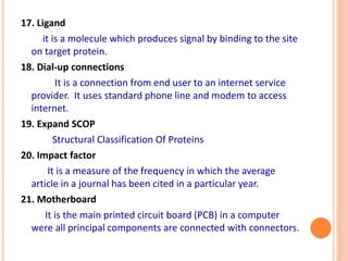 Bioinformatics for beginners (exam point of view) | PPTX