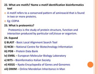 Bioinformatics for beginners (exam point of view) | PPTX