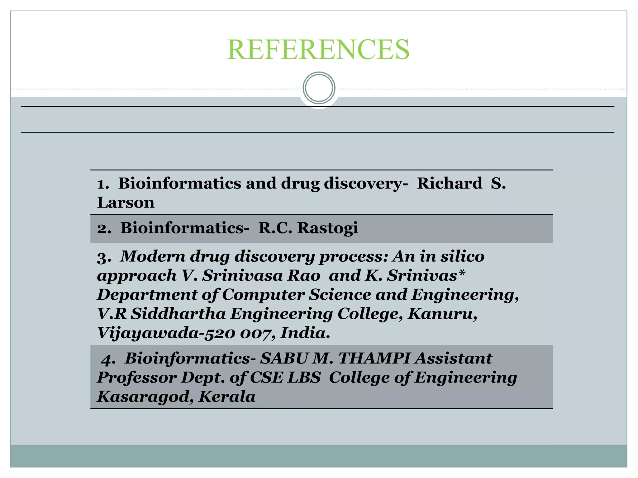 Bioinformatics in drug discovery | PPTX