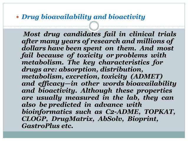 Bioinformatics in drug discovery | PPTX | Pharmaceutical Industry ...