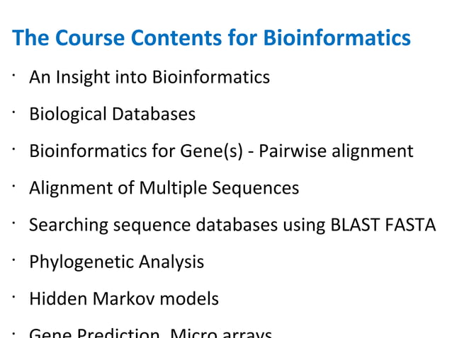 Bioinformatics Lecture 1 Ppt