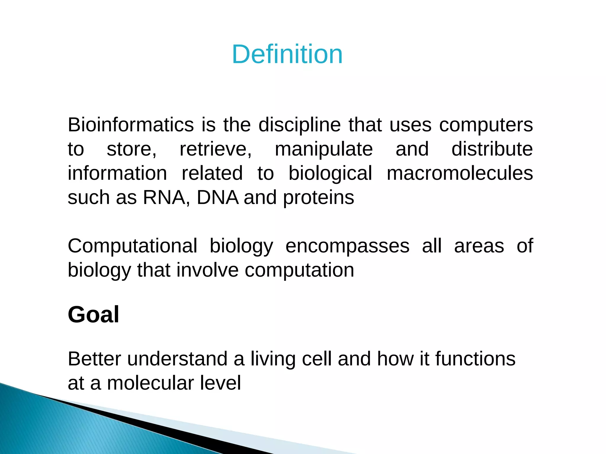 Bioinformatics Lecture 1 Ppt Databases Computer Software And