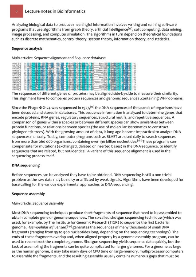 LECTURE NOTES ON BIOINFORMATICS | PDF