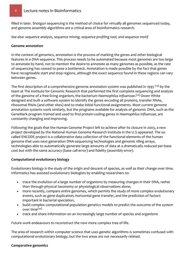 Lecture Notes On Bioinformatics