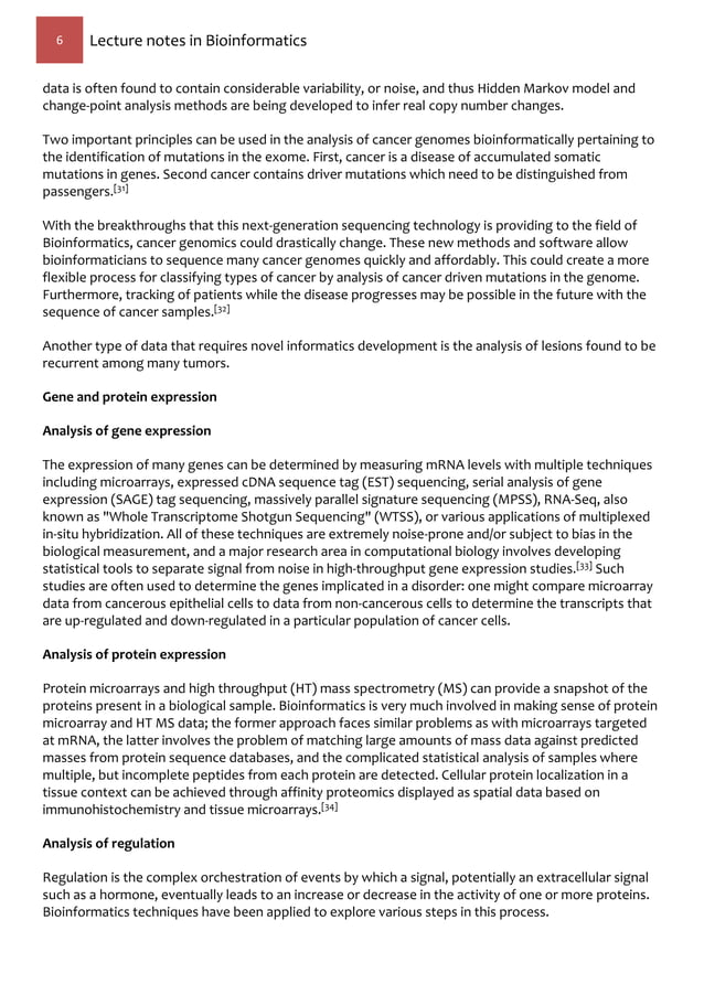 Lecture Notes On Bioinformatics