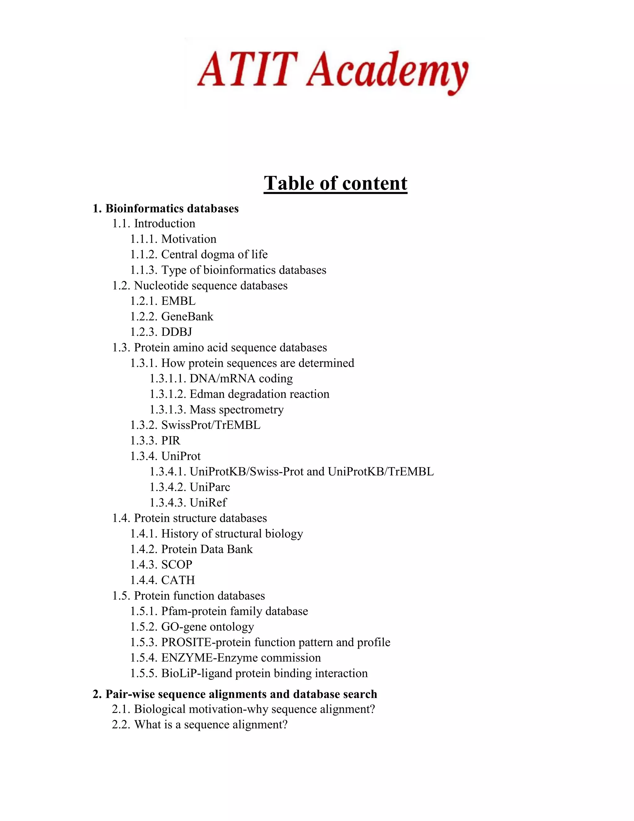 Bioinformatics Practical-Course- ATIT Academy | PDF