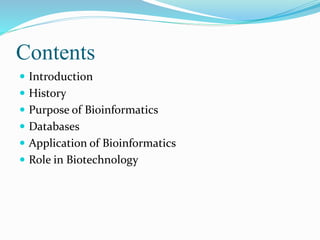 Bioinformatics & its scope in biotech. | PPTX