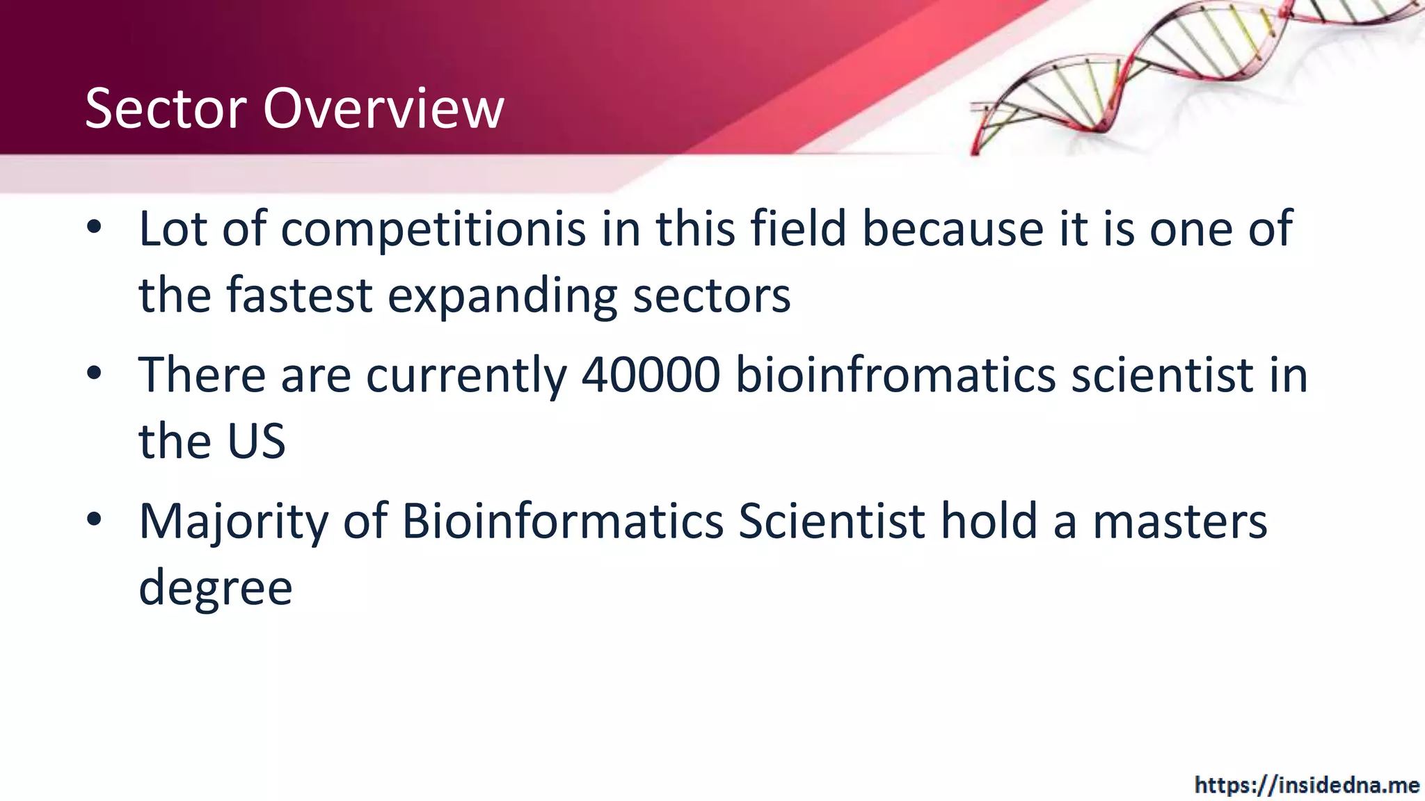Bioinformatics specialists sector overview | PPTX