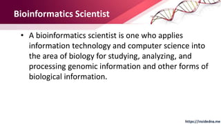 Bioinformatics specialists sector overview | PPTX | Biotech and ...