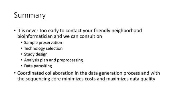 Bioinformatics workflows and study design | PPTX | Biotech and ...