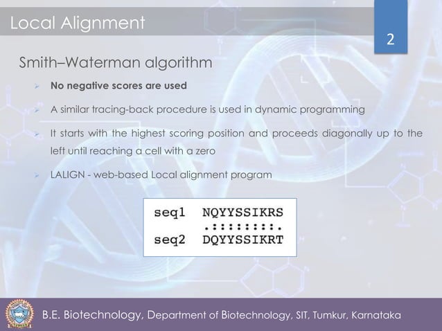 Bioinfromatics - local alignment | PPTX | Science