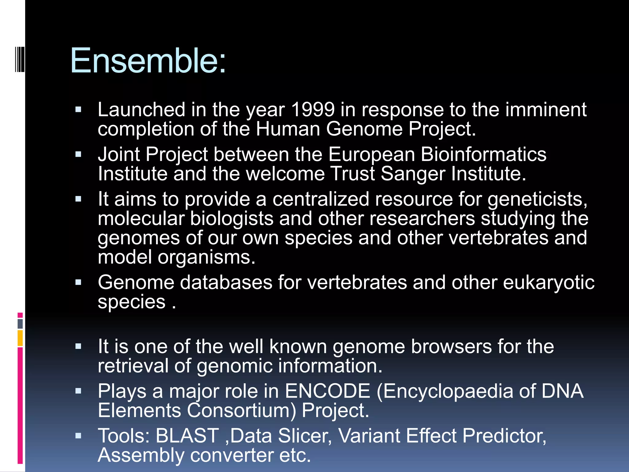 Sequence and Structural Databases of DNA and Protein, and its ...