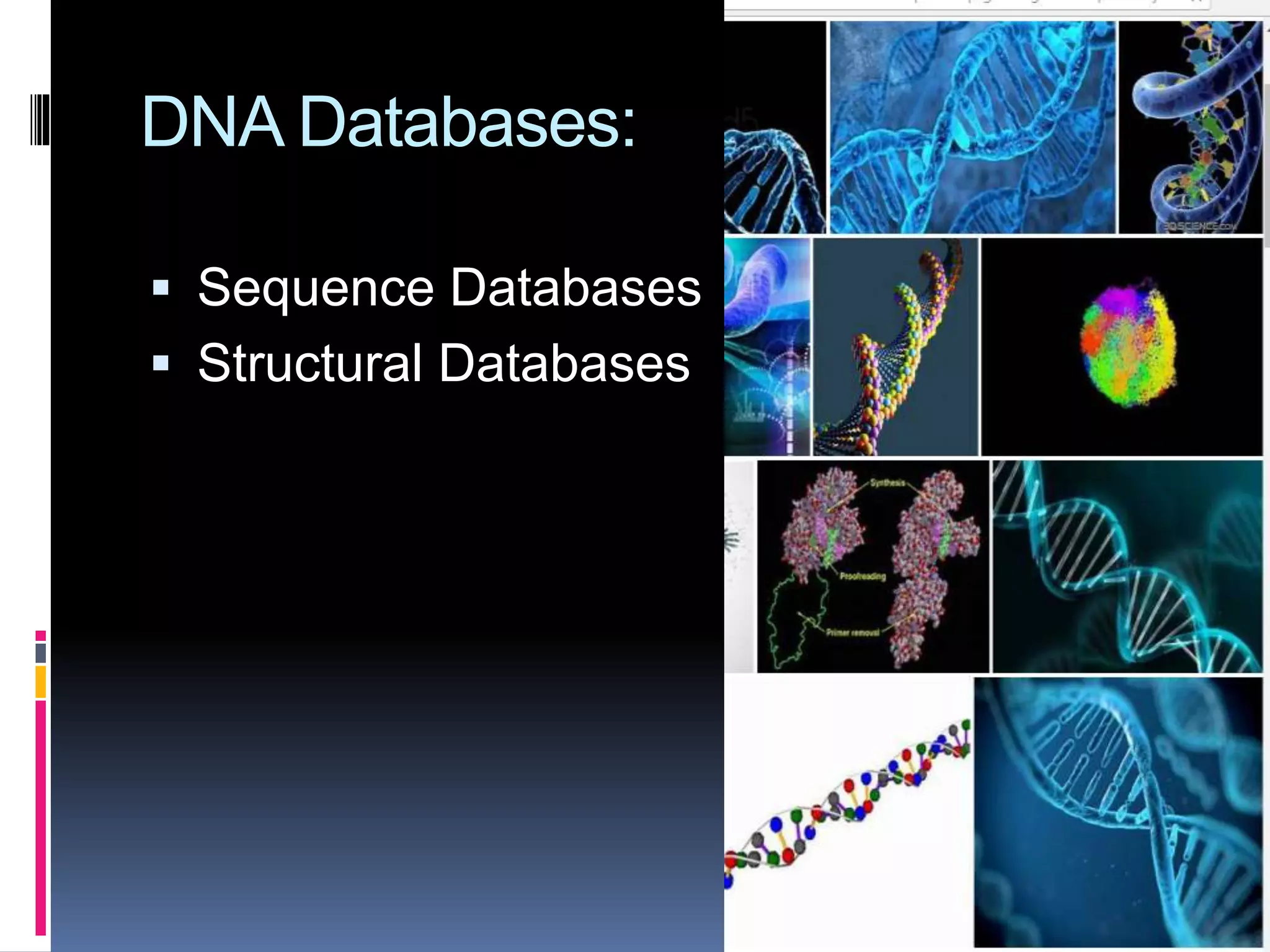 Sequence and Structural Databases of DNA and Protein, and its ...