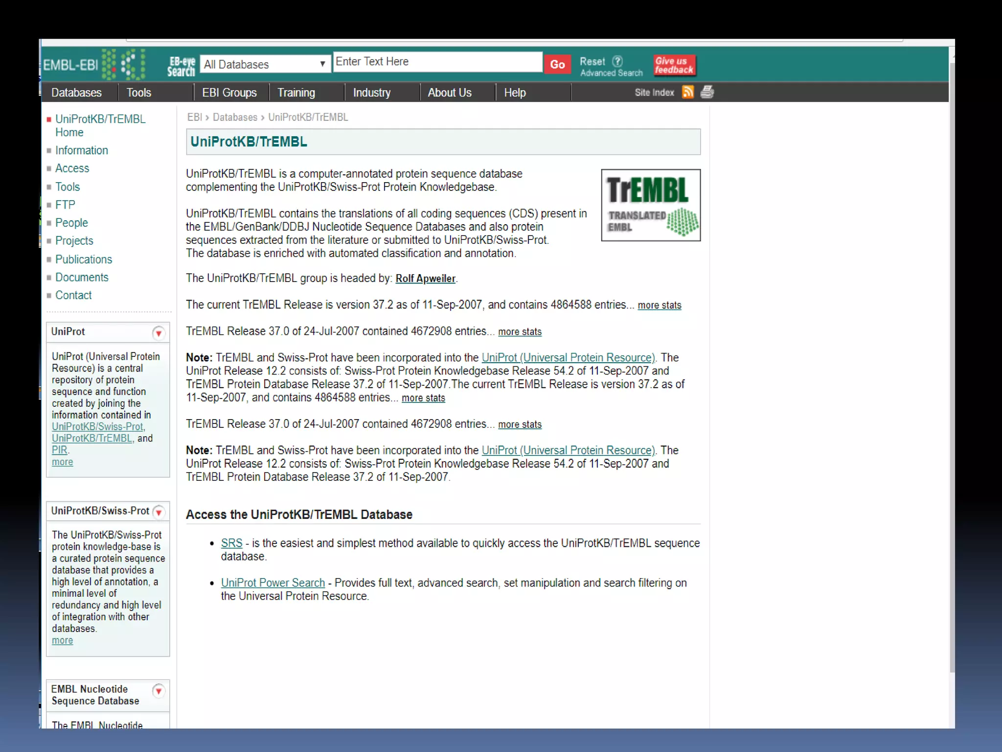 Sequence and Structural Databases of DNA and Protein, and its ...