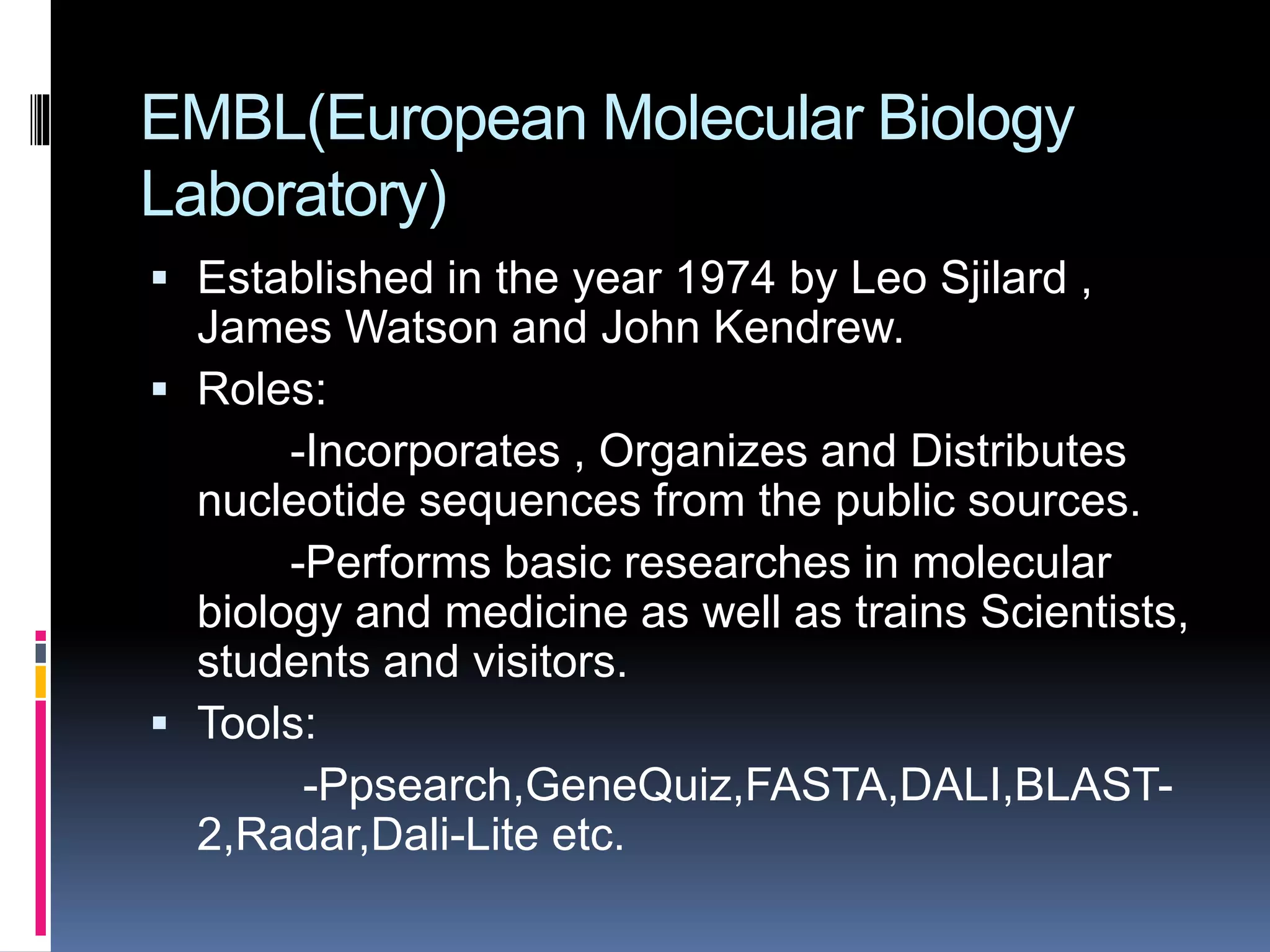 Sequence and Structural Databases of DNA and Protein, and its ...
