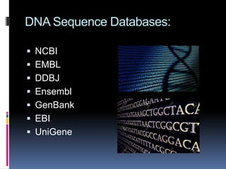 Sequence and Structural Databases of DNA and Protein, and its significance in Scientific ...
