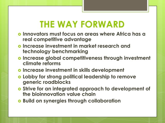 Applying and integrating bioscience innovation for socio-economic ...