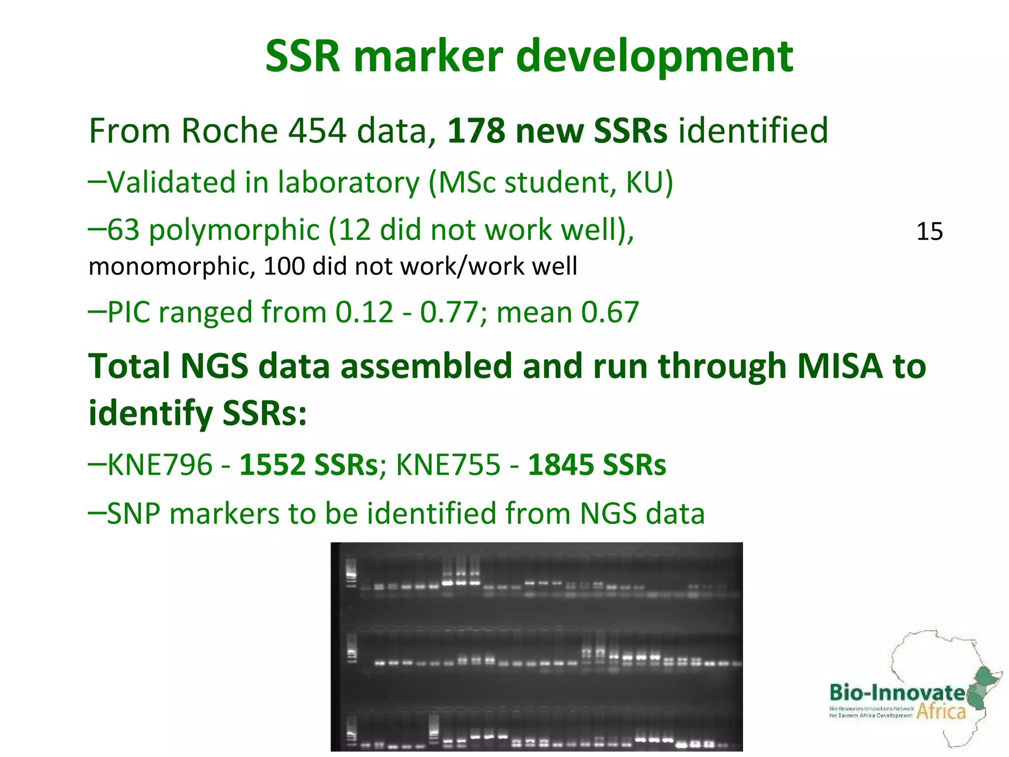 Genetic diversity assessment of east African finger millet and cost ...