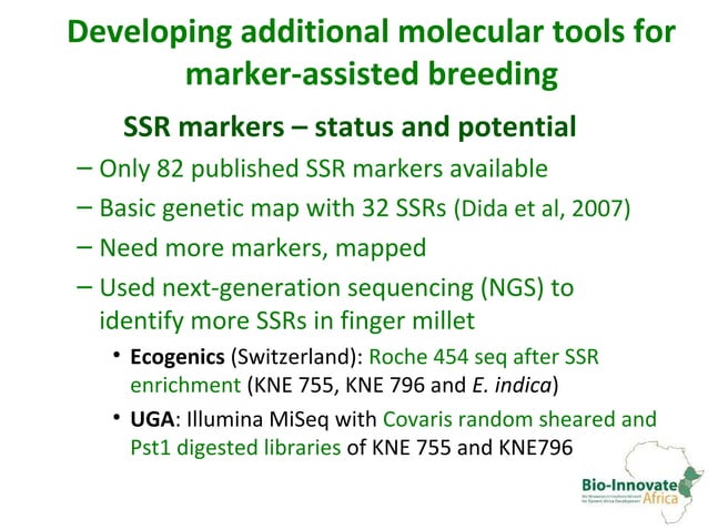 Genetic diversity assessment of east African finger millet and cost ...