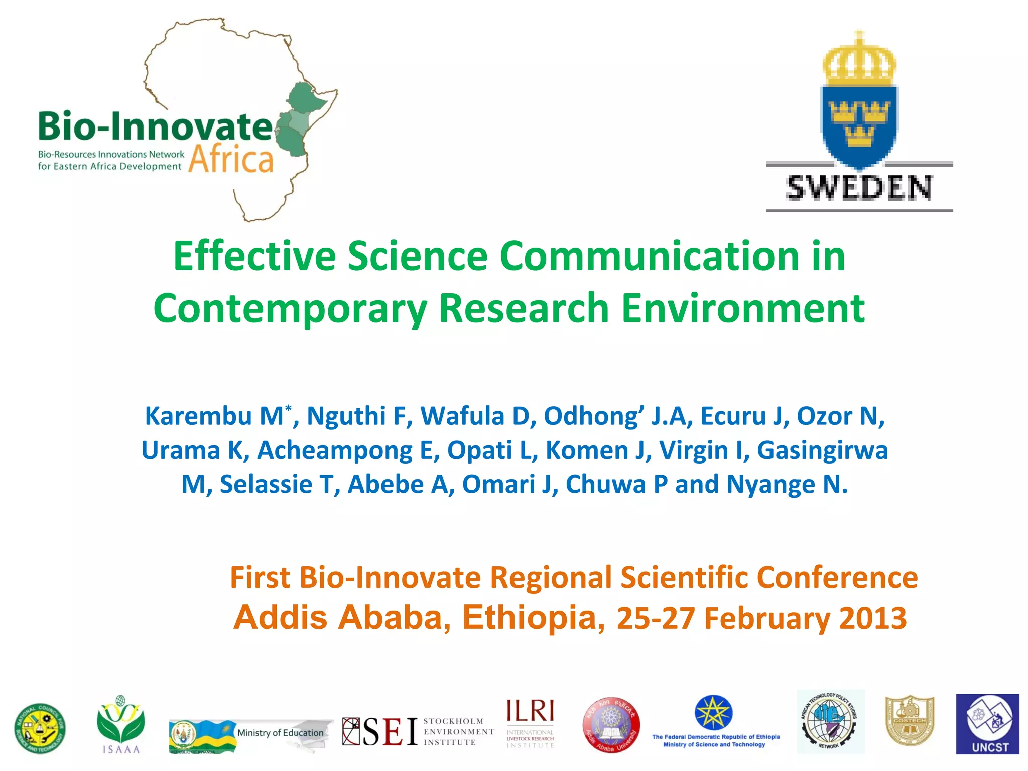 Effective science communication in contemporary research environment | PPT