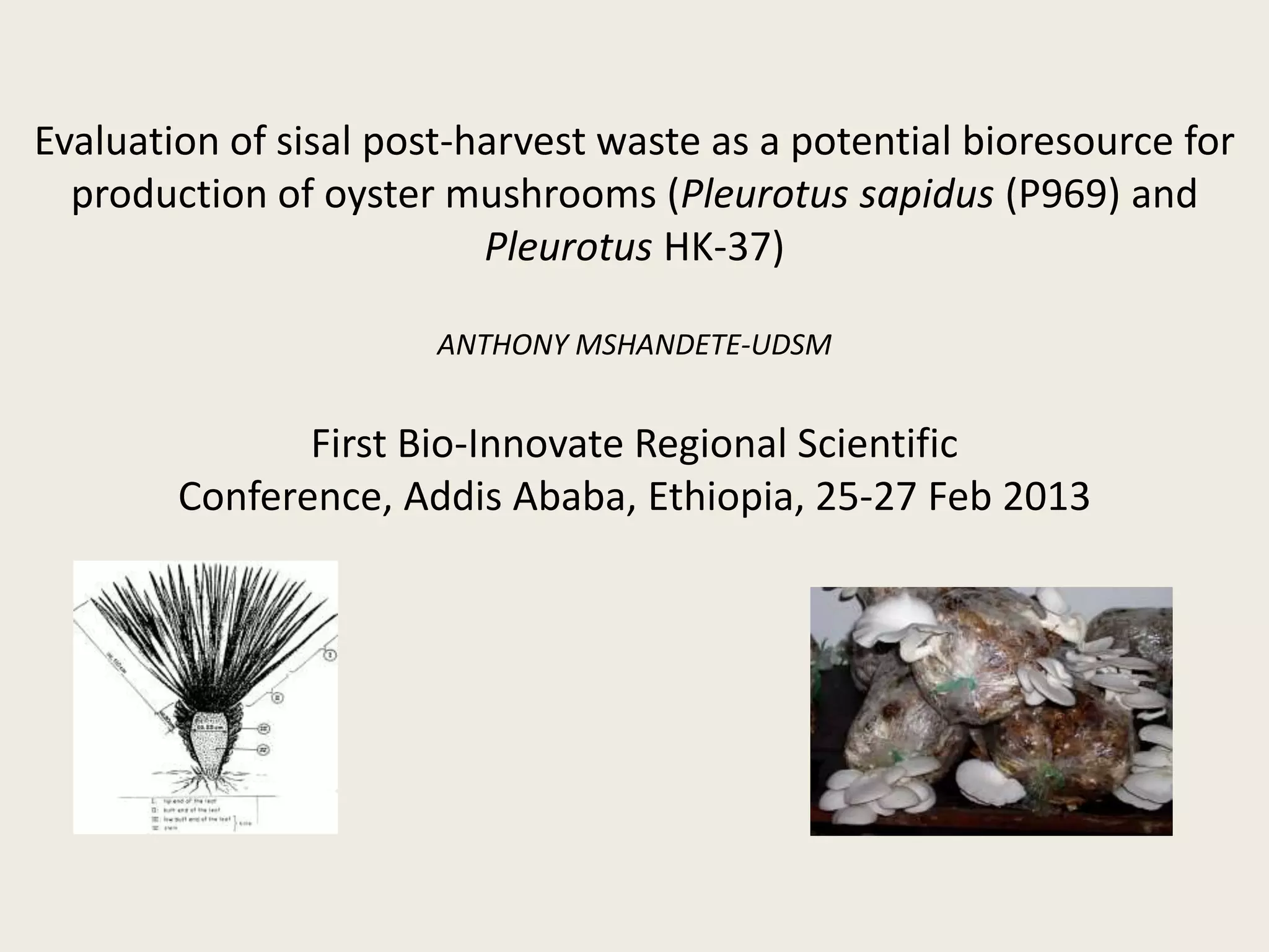 Evaluation of sisal post-harvest waste as a potential bioresource for ...