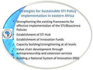 The status of science, technology and tnnovation (STI) policies in ...