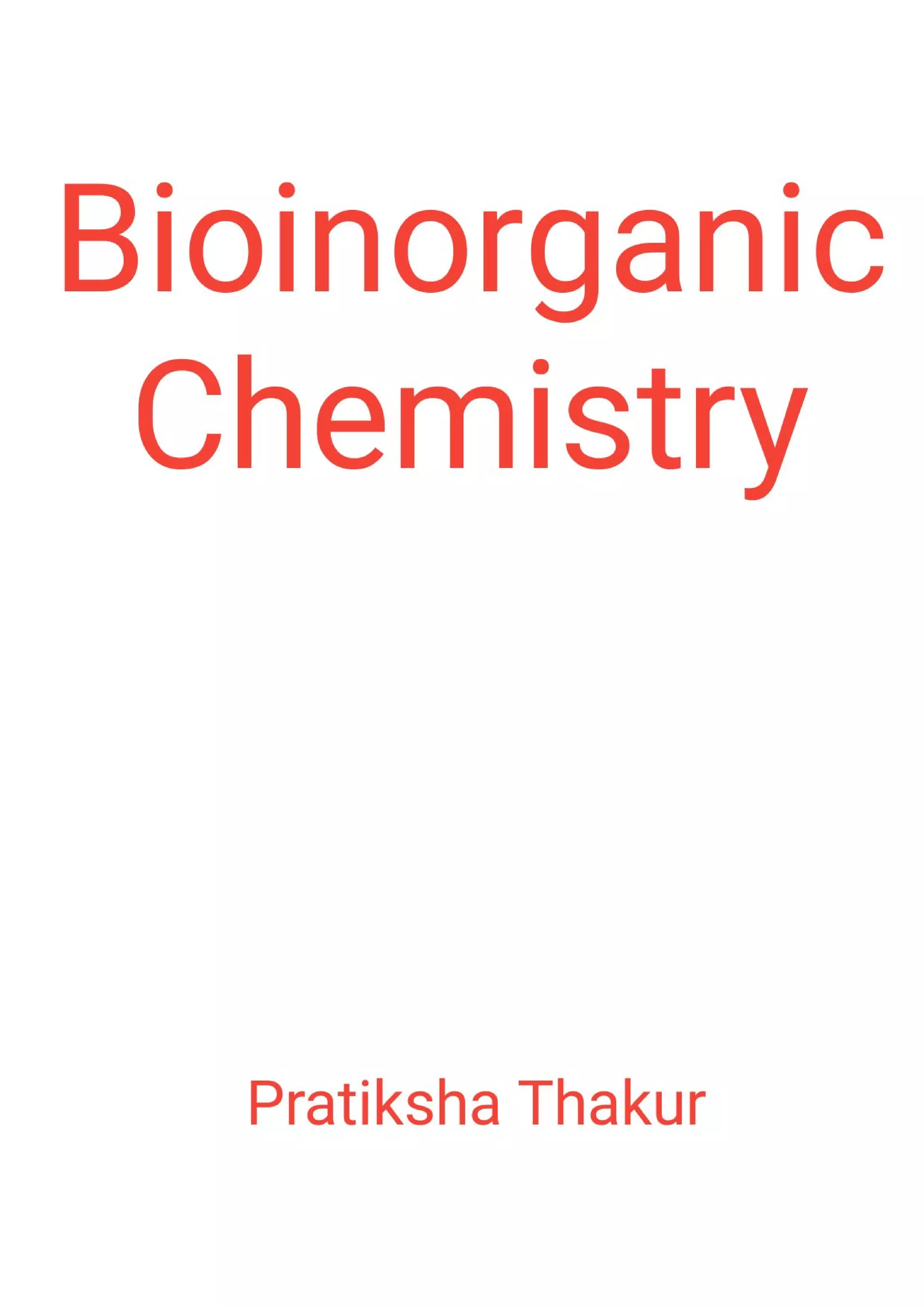 Bioinorganic Chemistry | PDF