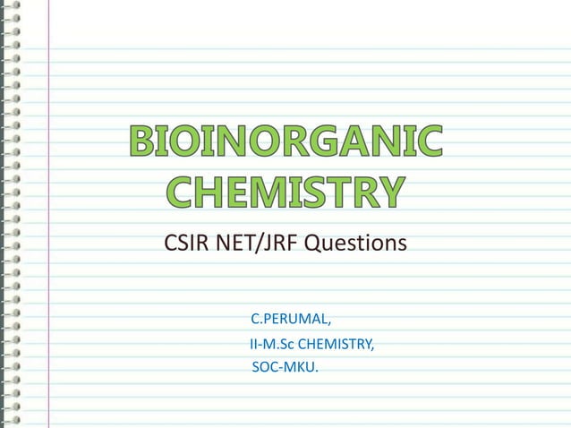 Bioinorganic chemistry f | PPTX