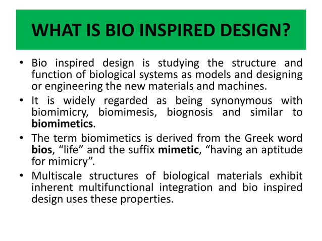 Bio inspired materials ppt | PPTX
