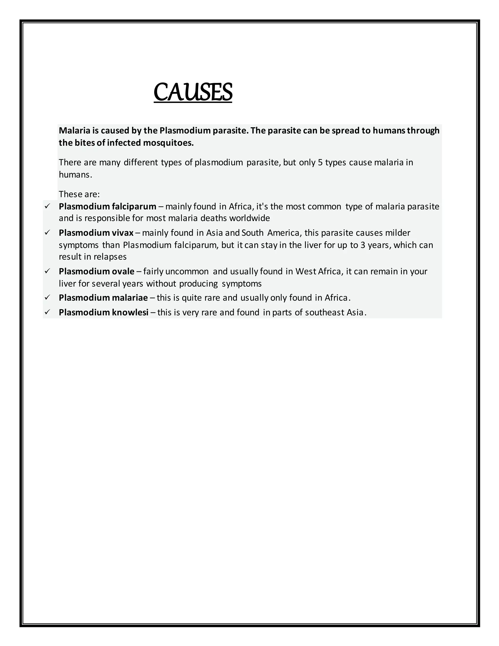 Biology investigatory project class 12 [malaria] | DOCX