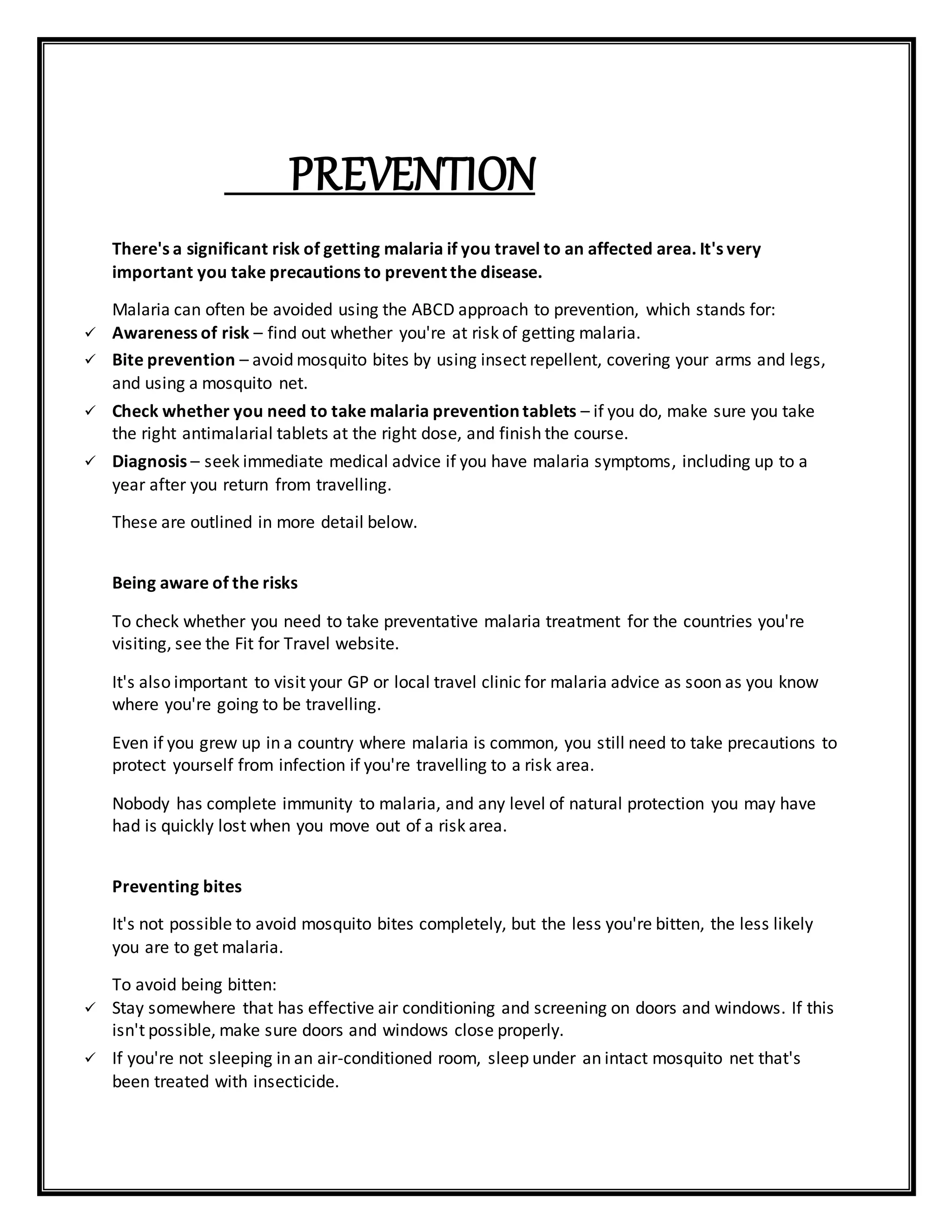 Biology investigatory project class 12 [malaria] | DOCX