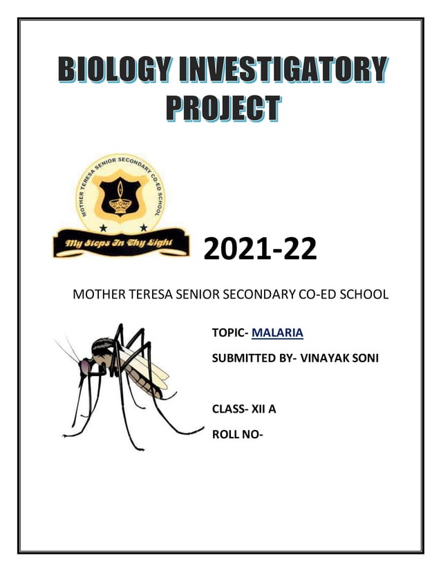 Biology investigatory project class 12 [malaria] | DOCX