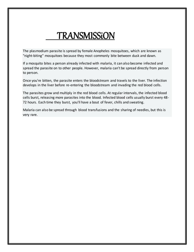 Biology investigatory project class 12 [malaria] | DOCX