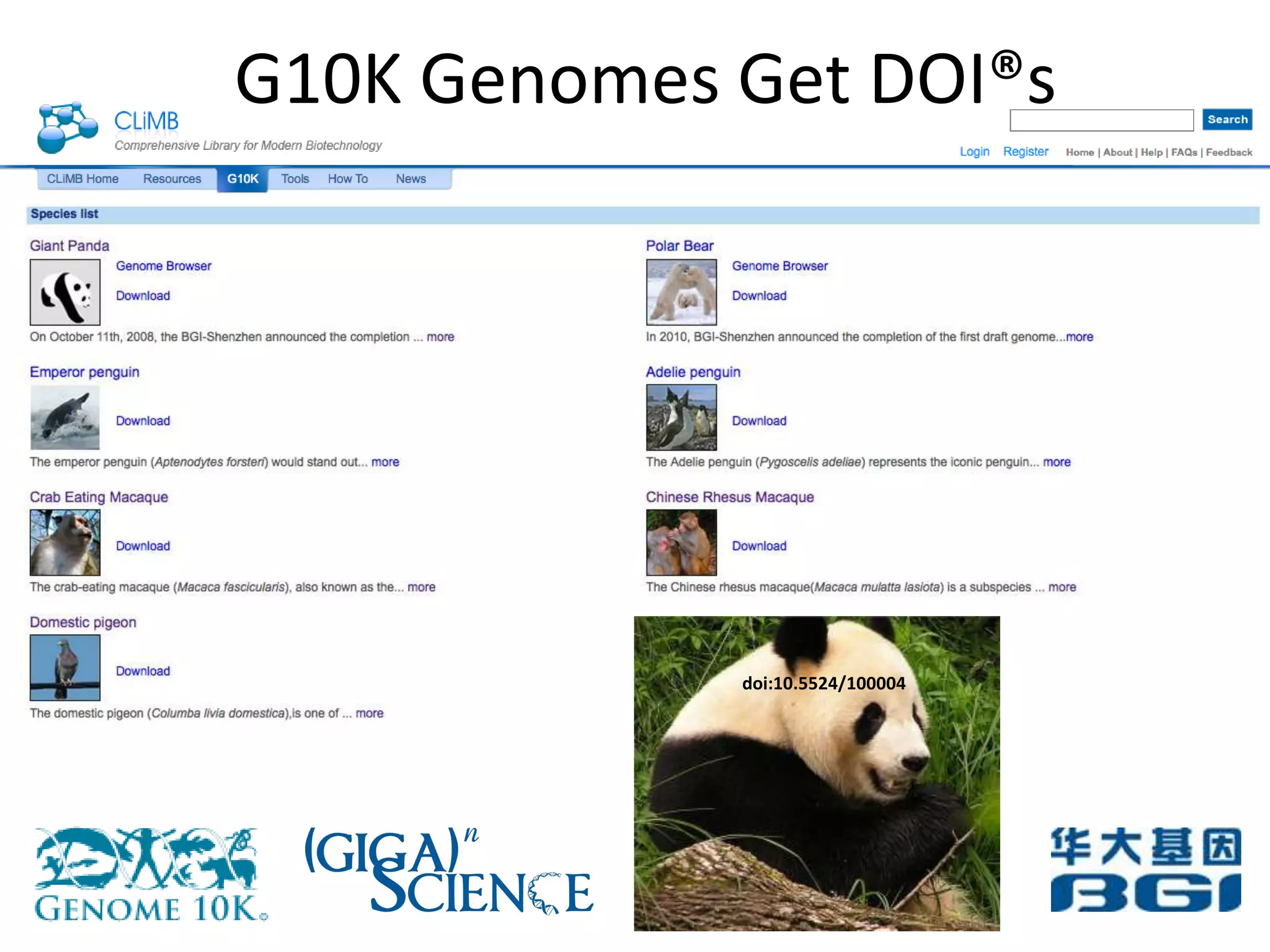 From Deadly E. coli to Endangered Polar Bear: GigaScience Provides First Citable Data | PPTX