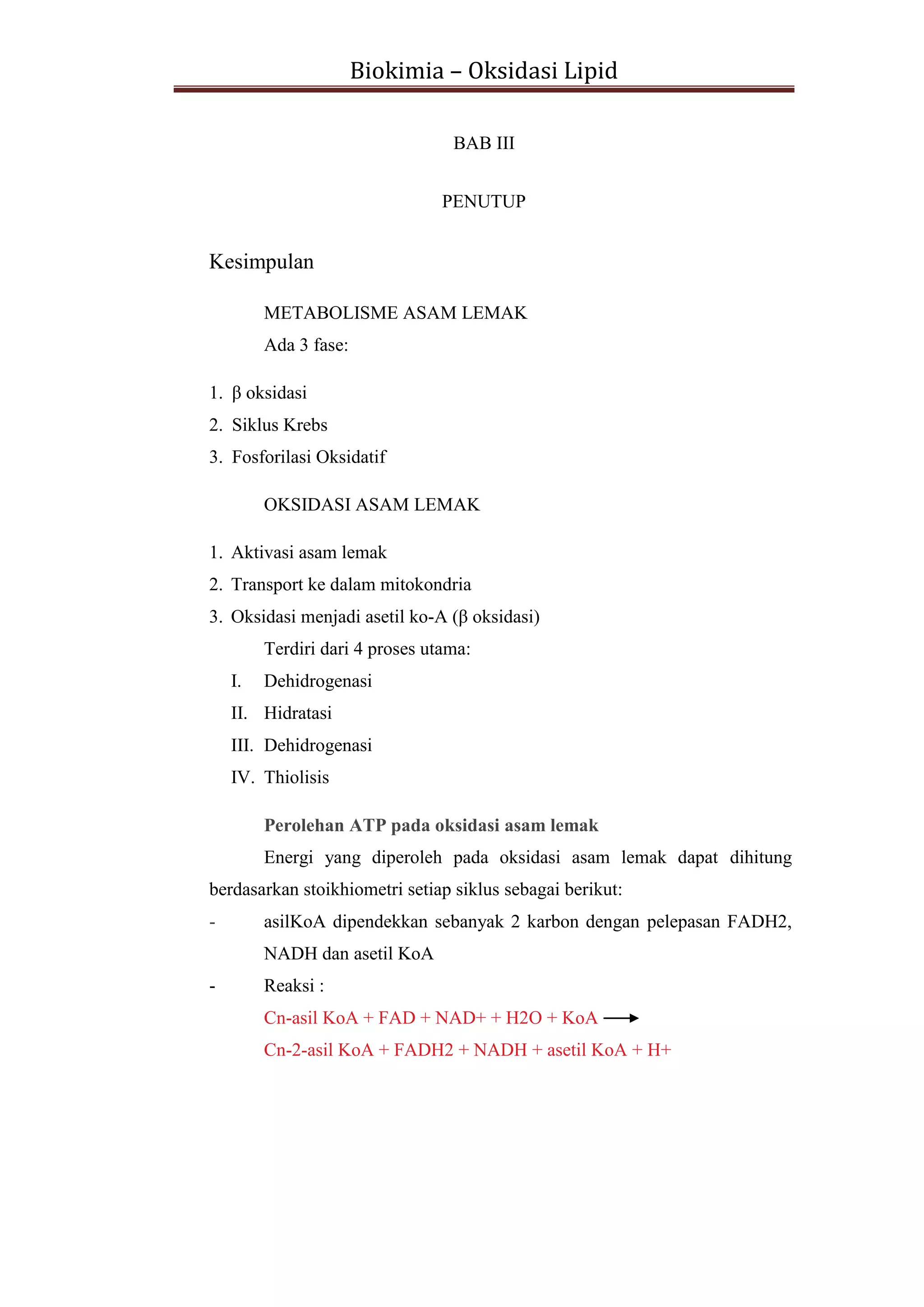 Biokimia oksidasi lipid | DOCX